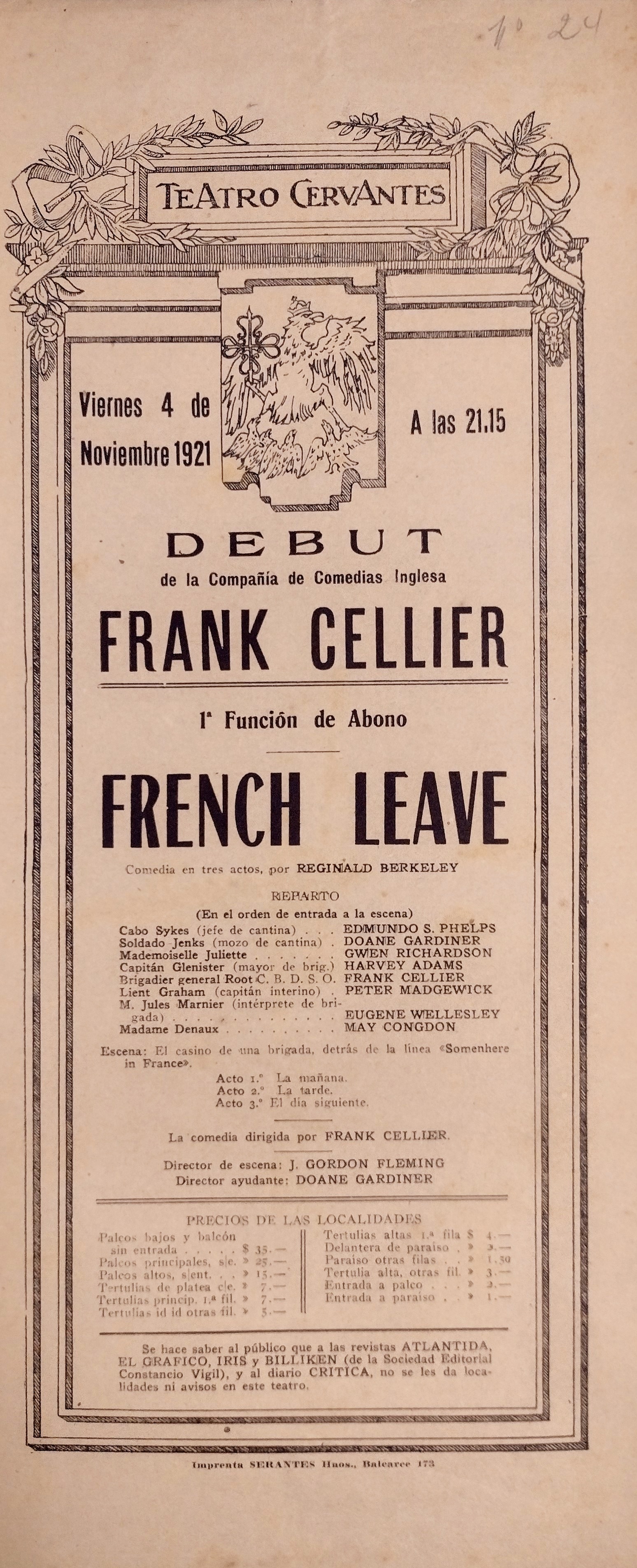 Cía. de Comedias Inglesa Frank Cellier – Teatro Nacional Cervantes